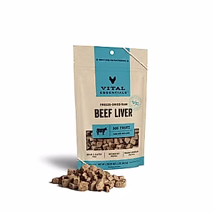 Vital Essentials Freeze Dried Raw Single Ingredient Dog Treats, Beef Liver, 2.1 oz