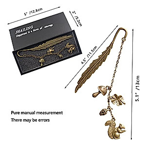 JHAILING Bookmarks for Women Leaf Metal Book Lovers Beautiful Unique Personalized Squirrel Bookmark with Gift Box for Adults for Teachers Man Kids Reader School Office Gifts