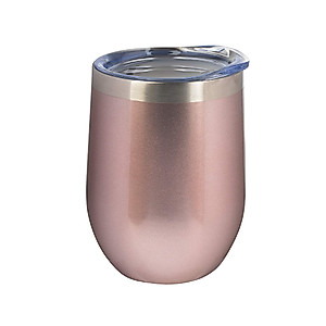 Rose Stainless Steel Wine Glasses with Lid - 12 oz Double Wall Insulated Outdoor Wine Tumblers - 100% Unbreakable - Wine Tumbler Set for Outdoor : Wine, Coffee & Camping (2)…