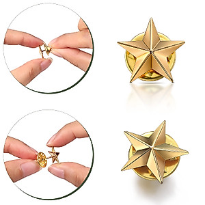 40 Pieces Star Badge Lapel Pin for 4th of July Memorial Day Independence Day Celebration Veterans Day Party Labor Day Theme Party Costume Decorations (Gold)