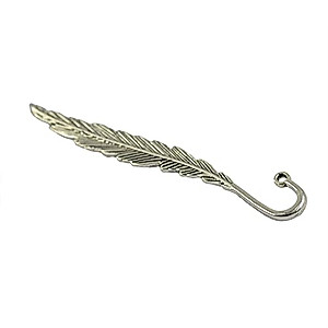 80pcs Retro Silver Alloy Feather Bookmark W/Loop for Kids Office Reading