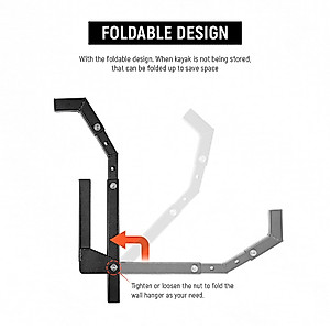 AA Products Inc. Kayak Wall Mount Storage Rack Storage Hanger Foldable Hooks Hanging Wall Frame for Kayaks, Paddleboard and Canoe, Set of 2