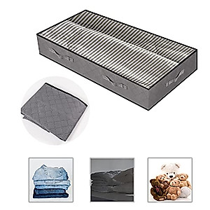 BAYUTE Foldable Under Bed Storage Bag - 2Pack Breathable Zippered Organizer with Clear Window and Handle for Clothes, Pillows, Quilts & Blankets, 39.4x19.7x5.9 inches, (Grey)