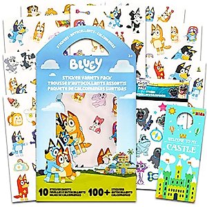 Bluey Sticker Pack for Kids, Boys, Girls - 2 Pc Bundle with 100+ Bluey Stickers for Party Favors, Goodie Bags, More Plus Bonus Stickers | Bluey Stickers for Kids
