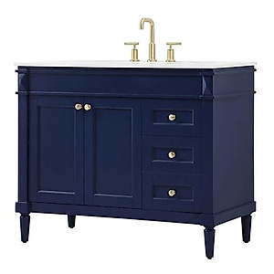 Elegant Decor Indoor Modern Under Sink Bathroom Fixtures Storage Organizer Cabinet 42 inch Single Bathroom Vanity - Blue