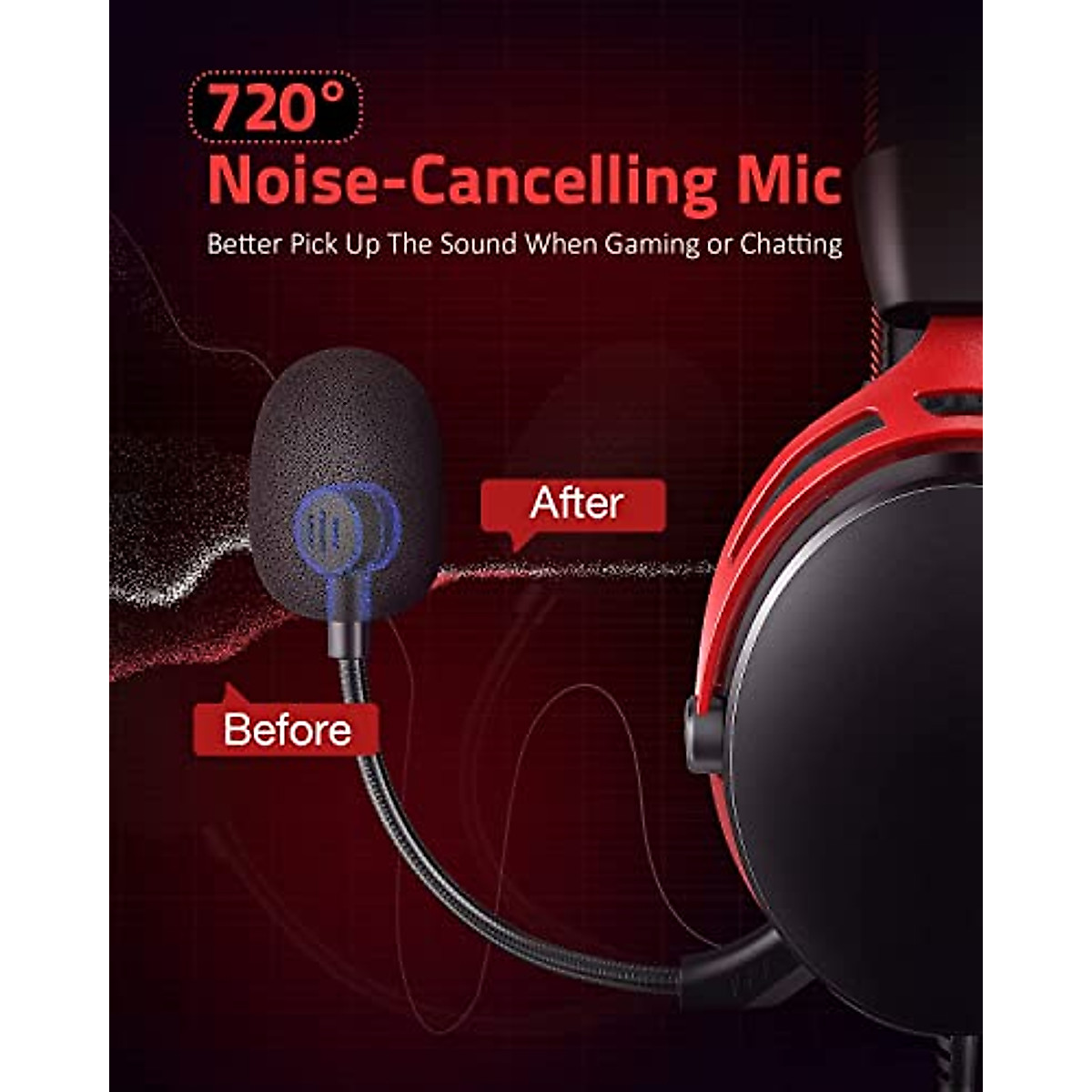 WolfLawS Gaming Headset for PS5 PS4 PC Xbox One Switch, Removable Noise Cancelling Over Ear Headphones with Mic, Bass Surround Sound, Memory Earmuffs, Wired Headsets for Mac Laptop Xbox Series