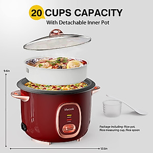 Macook Rice Cooker 10 Cups (uncooked) 20 cups Rice Cooker (cooked) Large rice Cooker Suitable for Families of 3-5, Red