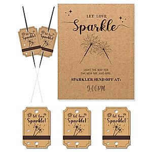 Wedding Tags, Wedding Sparkler Tags, Sparkler Tags for Wedding, Rustic Favors for Wedding Couple Send Off - Let Love Sparkle
