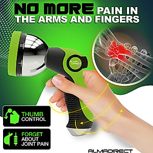 ALMA Garden Hose Nozzle Sprayer with THUMB CONTROL ON OFF VALVE - 10 Spray Pattern Garden Hose Sprayer Nozzle - Perfect Water Hose Nozzle for Outdoor - Hose Head Attachment Gun Handle Nozzles