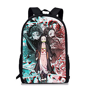 Anime Backpack 17 Inch Multifunction Shoulder Bag Travel Bag Daypack for Boy Girl Teen Cartoon Laptop Bag