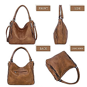 Large Purses for Women Shoulder Handbags Hobo Bags for Women (Brown)
