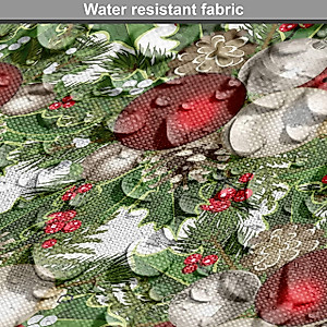 Ambesonne Christmas Fabric by The Yard, Pine Fir Cones Balls and Coniferous Tree Leaves Holly Berry Old Fashioned, Decorative Fabric for Upholstery and Home Accents, 1 Yard, Grey Green