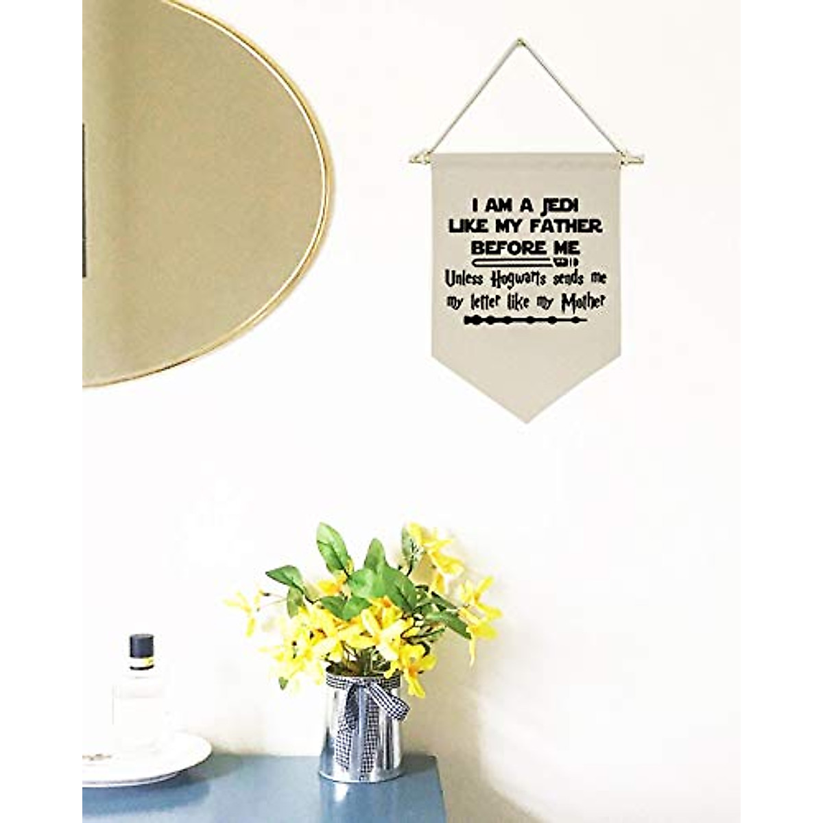 I Am A Jedi Like My Father Before Me -Canvas Hanging Flag Banner Wall Sign Decor Gift for Baby Kids Boy Nursery Teen Room Front Door - Christmas Birthday Presents