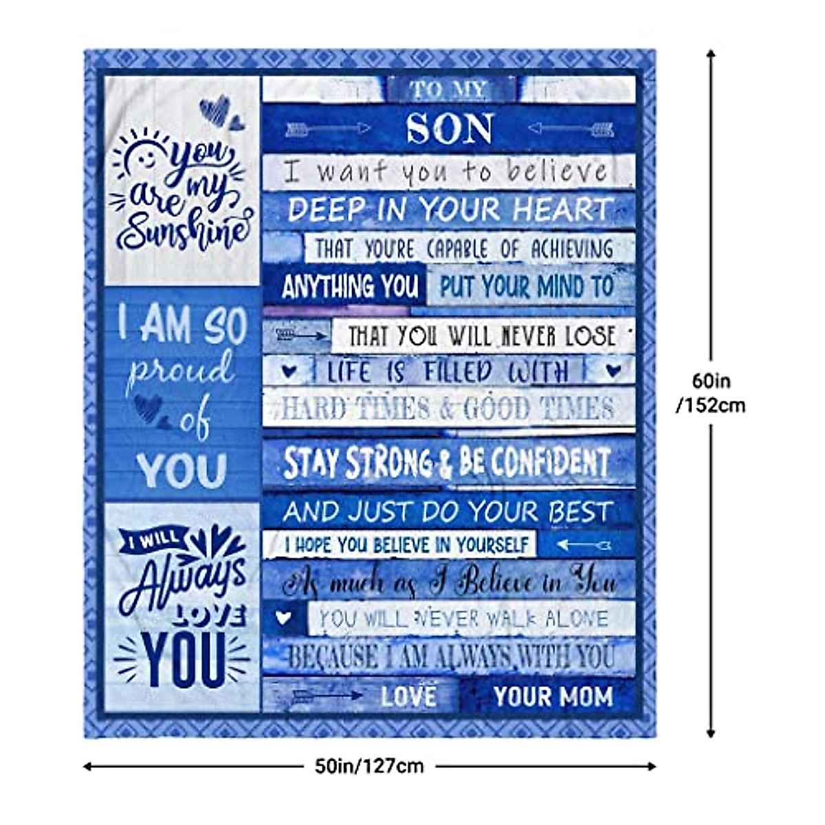ZWERIVP Gifts for Son for Fathers Day - Son Gifts from Mom - Gift for Grown Son from Mom - Birthday Gifts Ideas for Son - Son Gifts for Graduation - Best Son Gift Throw Blanket 60 x 50 inch