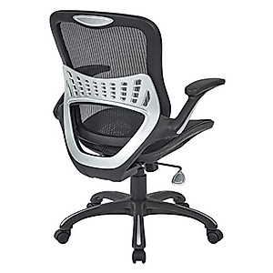 Office Star Riley Ventilated Manager's Office Desk Chair with Breathable Mesh Seat and Back, Black Base with Black