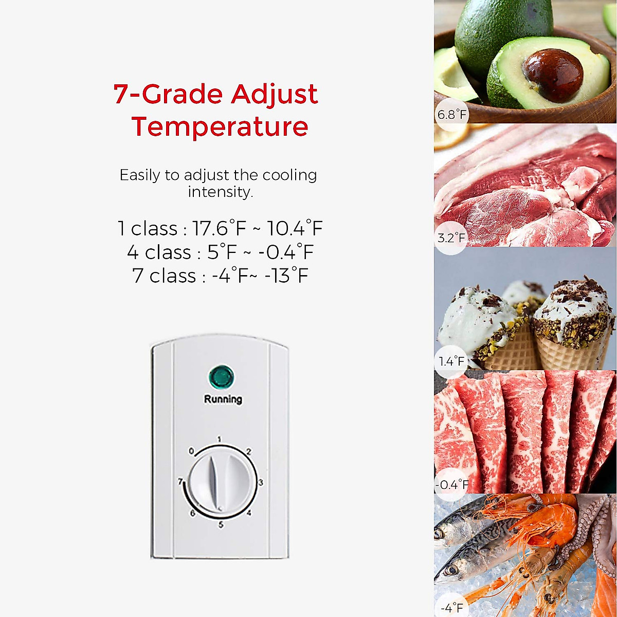 KEG 7.0 cu ft Top Chest Freezer with Adjustable Thermostat and Removable Storage Basket, Freezing Machine for Home and Kitchen