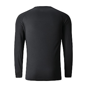 Men's UPF 50+ Sun Protection Hiking Fishing Shirt Lightweight Quick Dry SPF Outdoor Long Sleeve Shirt Black-L