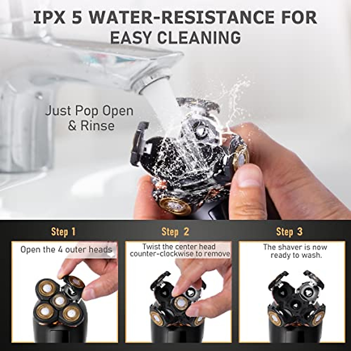 5 in 1 Electric Razor for Men and Women, USB Rechargeable and Waterproof Cordless Trimmer, Includes Rotating Bald Head Shaver, Nose Hair Trimmer, Beard Shaper, Silicone Brush, and Cleansing Brush