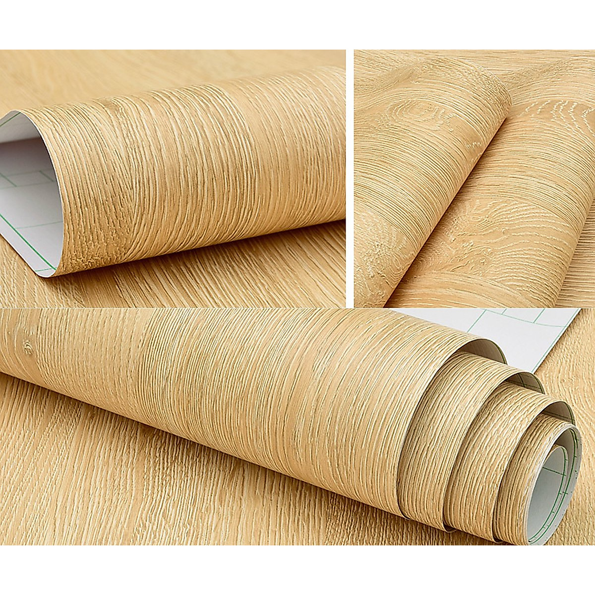 Self Adhesive Faux Yellow Oak Wood Grain Contact Paper for Kitchen Cabinets Shelves Drawer Cupboards Table Desk Arts and Crafts Decal 24x117 Inches