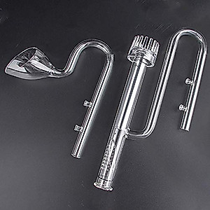 Hamiledyi Aquarium Glass Lily Pipe Set Lily Surface Skimmer Inflow and Lily Outflow for Aquarium Filter Tubing Freshwater Fish Planted Aquarium Tank