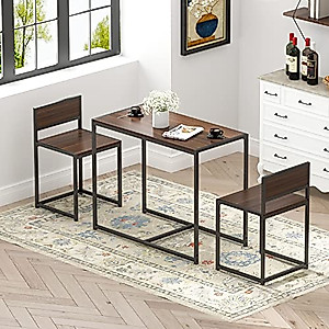 sogesfurniture 3-Piece Dining Table Set, Wood Square Dining Room Table Set, Small Kitchen Table Set for 2, Breakfast Table Set, Kitchen Wooden Table and 2 Chairs for Kitchen, Dining Room, Outdoor bar