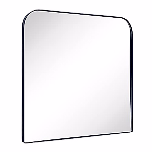 EGHOME 30x34'' Black Arched Mantel Mirror Arch Rounded Corner Mirror for Bathroom, Living Room or Powder Room