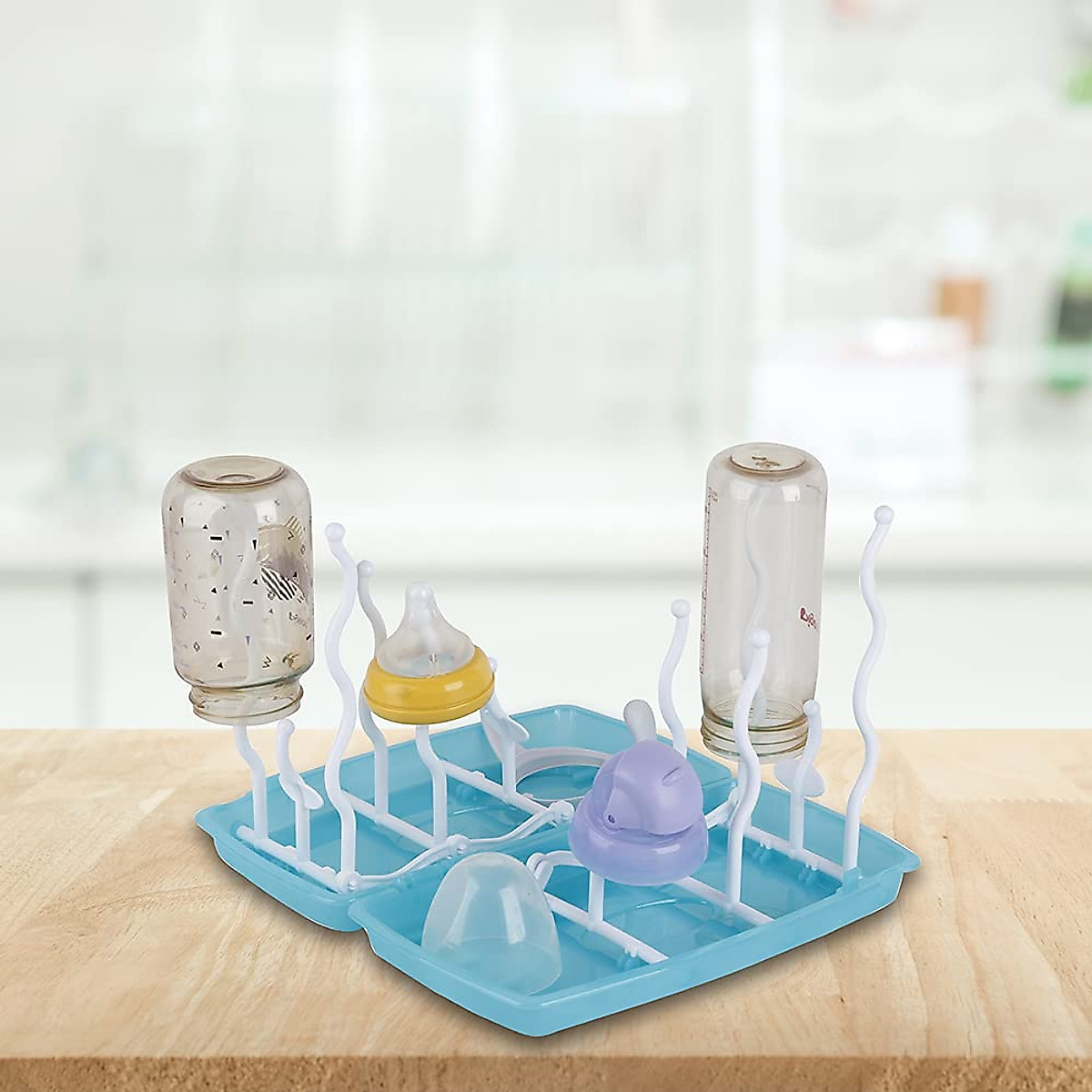 Foldable Baby Feeding Bottle Drying Rack, Portable Travel Space Saving Design