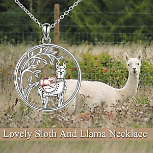 ONEFINITY Sloth Llama Necklace Sterling Silver Sloth Llama Pendant Necklaces for Women Jewelry Gifts