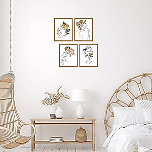 Woman Wall Art Fashion Wall Art Bathroom Artwork For Wall, Line Art Wall Decor Woman Silhouette Wall Art Line Drawing Wall Art Abstract Woman Wall Art, Feminine Wall Art - Set of 4 (8x10") UNFRAMED