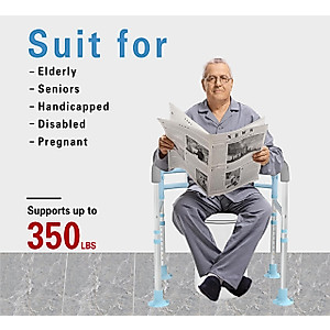 Delog Stand Alone Toilet Safety Rail - Adjustable Width & Height Fit Any Toilet, Medical Toilet Frame for Elderly Handicap Disabled, Folding Handrails