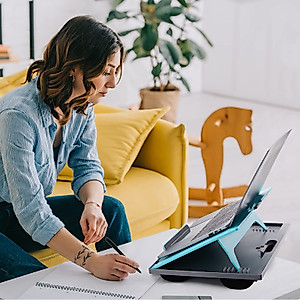 HUANUO Adjustable Lap Desk - with 8 Adjustable Angles & Dual Cushions Laptop Stand for Car Laptop Desk, Work Table, Lap Writing Board & Drawing Desk on Sofa or Bed, HNLD2TB
