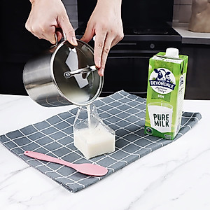 Stainless Steel Saucepan with Glass Lid, Multipurpose 1.5 Quart Sauce pan Sauce Pot with Straining Cover & Pour Spouts for Boiling Milk, Sauce, Gravies, Pasta, Noodles