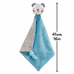 Petit Collage Organic Cotton Baby Blanket, Blue Bear - 100% Organic Soft Cotton, Cuddly Toy, 14.25” x 18”, Newborn to Toddler