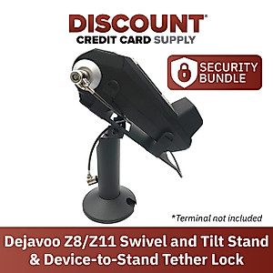 Discount Credit Card Supply DCCStands Dejavoo Z8/Z11 7" Swivel and Tilt Black Stand with Anti-Theft POS Device Terminal to Stand Security Tether Lock