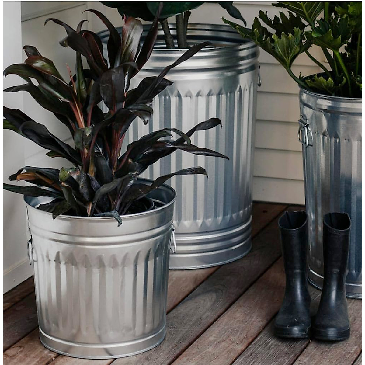 Generic Galvanized Steel Trash Can - Trash Can with Lid - Galvanized Trash Can with Lid - Metal Trash Can - Outdoor Garbage Can with Lid -Steel, Gray - Pre-Galvanized Trash Can with Lid Round