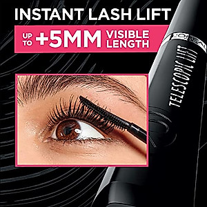 L'Oreal Paris Telescopic Lift Washable Mascara, Lengthening and Volumizing Eye Makeup, Lash Lift with Up to 36HR Wear, Black, 0.33 Fl Oz