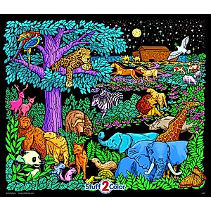 Noah's Night Sky - Large Fuzzy Coloring Poster - Velvet Design Great for Kids and Adults - Arrives Uncolored - Perfect for Arts & Crafts, After School, Family Time & More