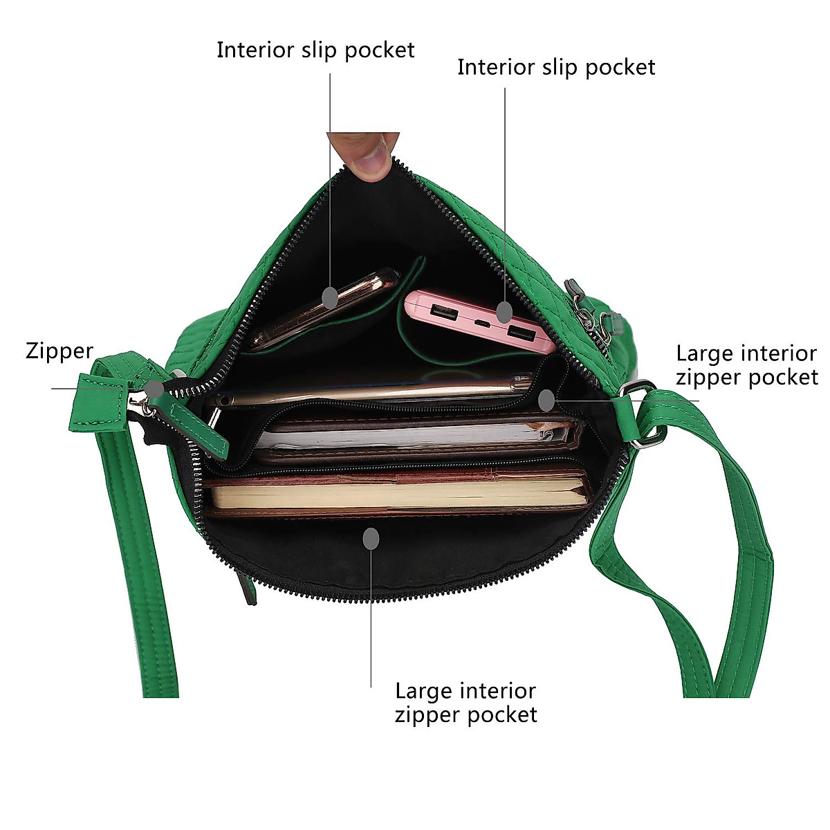 MKF Women's Quilted Cotton Crossbody Bag for Women Lightweight Crossover Shoulder Purse