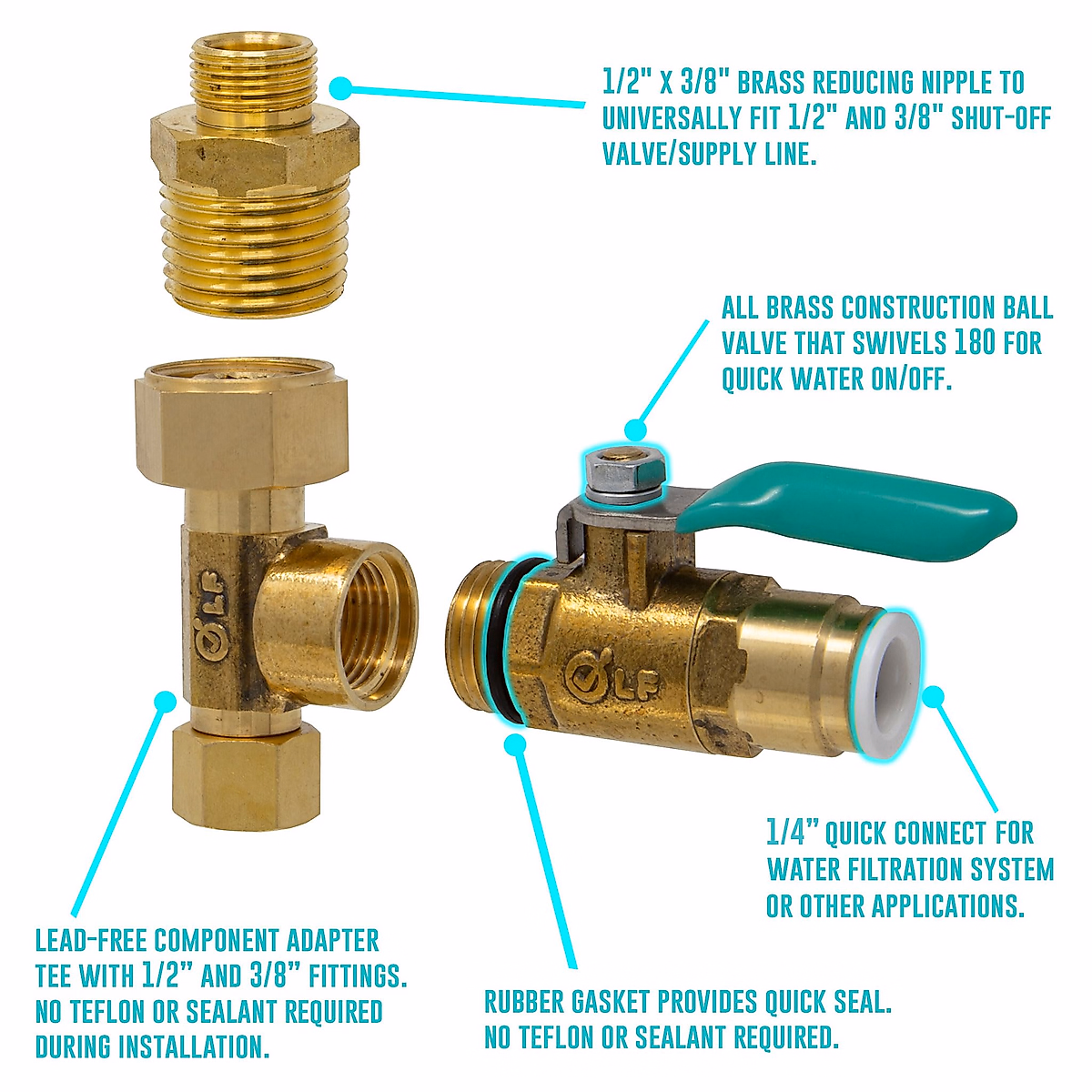 Ice Maker Fridge Quick Installation Kit with 25' Feet Tubing for Drinking Water Appliance Water Line, Solid Brass Stop Tee and Valve, 1/4" Fittings