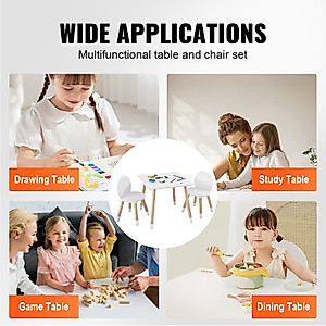 VEVOR Kids Table and Chairs, Toddler Table and Chair Set, Children Wooden Multi-Activity Table for Play, Art, Craft, Reading, Learning, Eating, 1 Table and 2 Chairs