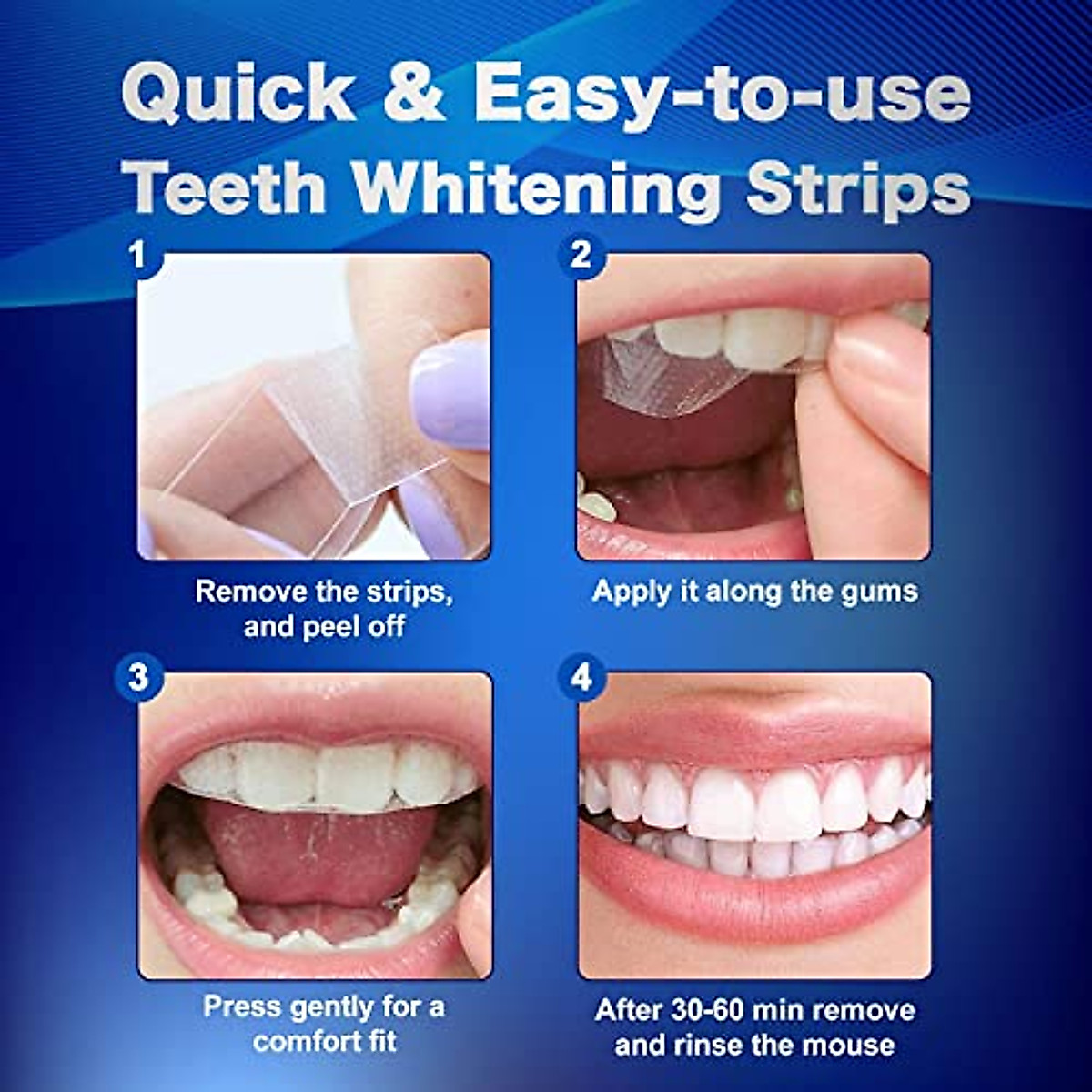 Teeth whitening Strips for Tooth White: 28 Sensitivity Free Whitening Strips - Peroxide Free - 14 Treatments for Teeth whitening - Professional and Safe Teeth whitening Strips