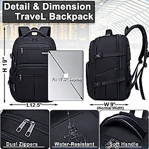 Otevan Travel Backpack for Men Women,45L Carry On Backpack Flight Approved,Large Laptop Backpack,Expandable Luggage Backpack Water Resistant Bookbag Weekender Overnight Bag Daypack Fit 17 Inch