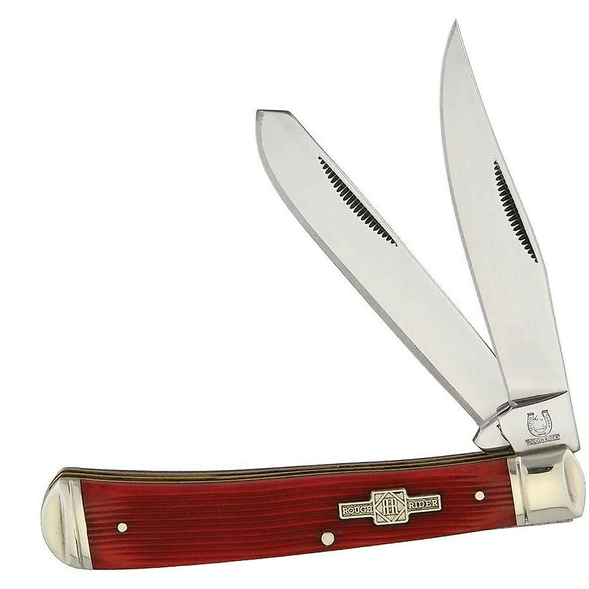 Rough Rider Rr1498 Red Strawberry Bone 2 Blade Trapper Open Folding Pocket Knife Outdoor Survival Hunting Knife by Survival Steel