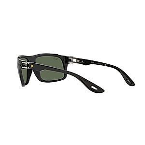 Ray-Ban RB4364M Scuderia Ferrari Collection Aviator Sunglasses, Black/Dark Green, 61 mm