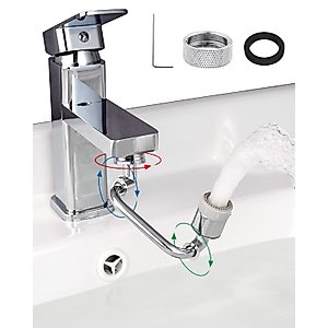 Hibbent Faucet Extender, 1080° Rotating Faucet Aerator, Swivel Large Angle Robotic Arm Universal Splash Filter Faucet Aerator, Dual Function Kitchen Bathroom Sink Sprayer Attachment for Gargle Eyewash