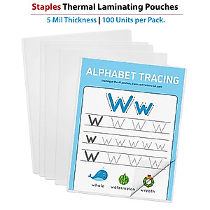 Staples 489526 5 Mil Thermal Laminating Pouches Letter Size 100 Pack