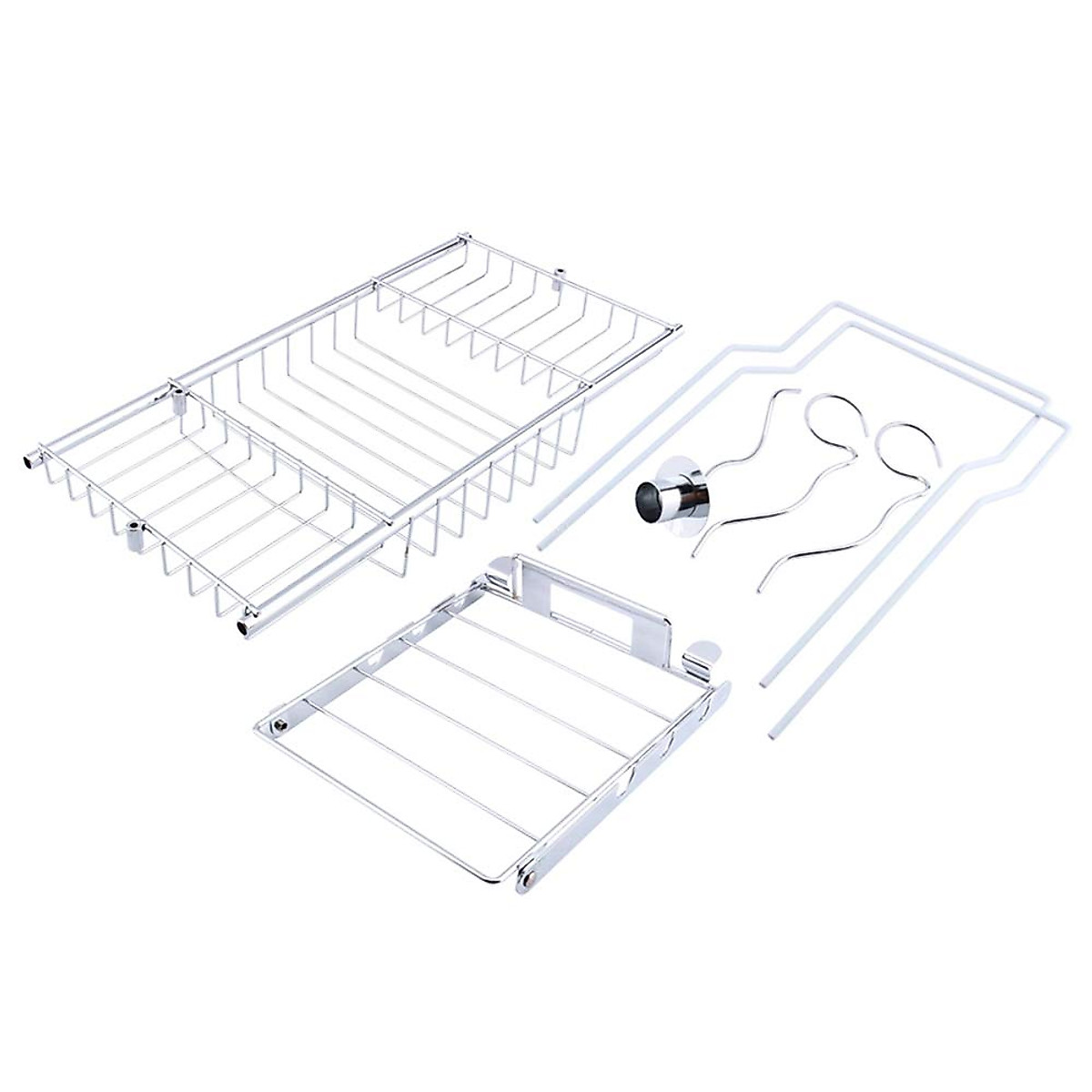 GOTOTOP Stainless Steel Bathtub Caddy Tray Red Wine Rack Holder Over Bath Tub Racks Expandable Shower Bathtub Tray Removable Wine Glass Book Holder