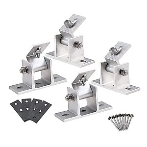 Copgge Adjustable Solar Panel Tilt Mount Bracket Solar Panel Roof Mount Stand RV Solar Panel Mounts Clamp Tilt Angle 10°-60° Individually Flat Roof Mount Holder for Solar Panel 400 W, 500 W (4)
