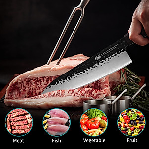 FINDKING Dynasty Series Japanese Chef Knife, Professional Kitchen Knife, 9Cr18MoV High Carbon Steel Blade, African Rosewood Octagonal Handle, Sharp, for Meat Cutting, 8 Inches