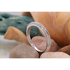 Dazzlingrock Collection 0.25 Carat (Cttw) 14K Round White Diamond Anniversary Stackable Knife edge Ring 1/4 CT, White Gold, Size 5.5